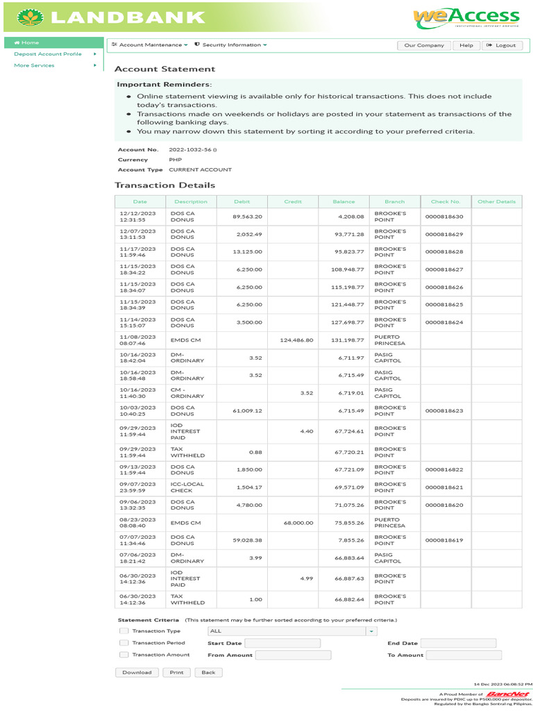LANDBANK WeAccess Institutional Internet Banking | PDF | Transaction Account | Business