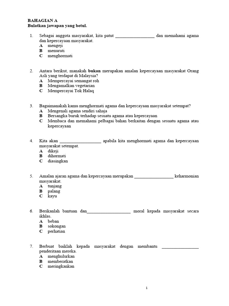 Soalan Ujian Pertengahan Tahun Pendidikan Moral Tahun 5 | PDF | Ilmu Sosial