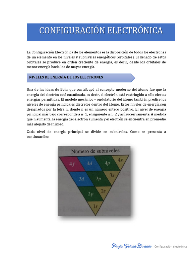 Configuraci-N Electr-Nica | PDF | Configuración electronica | Orbital atómico