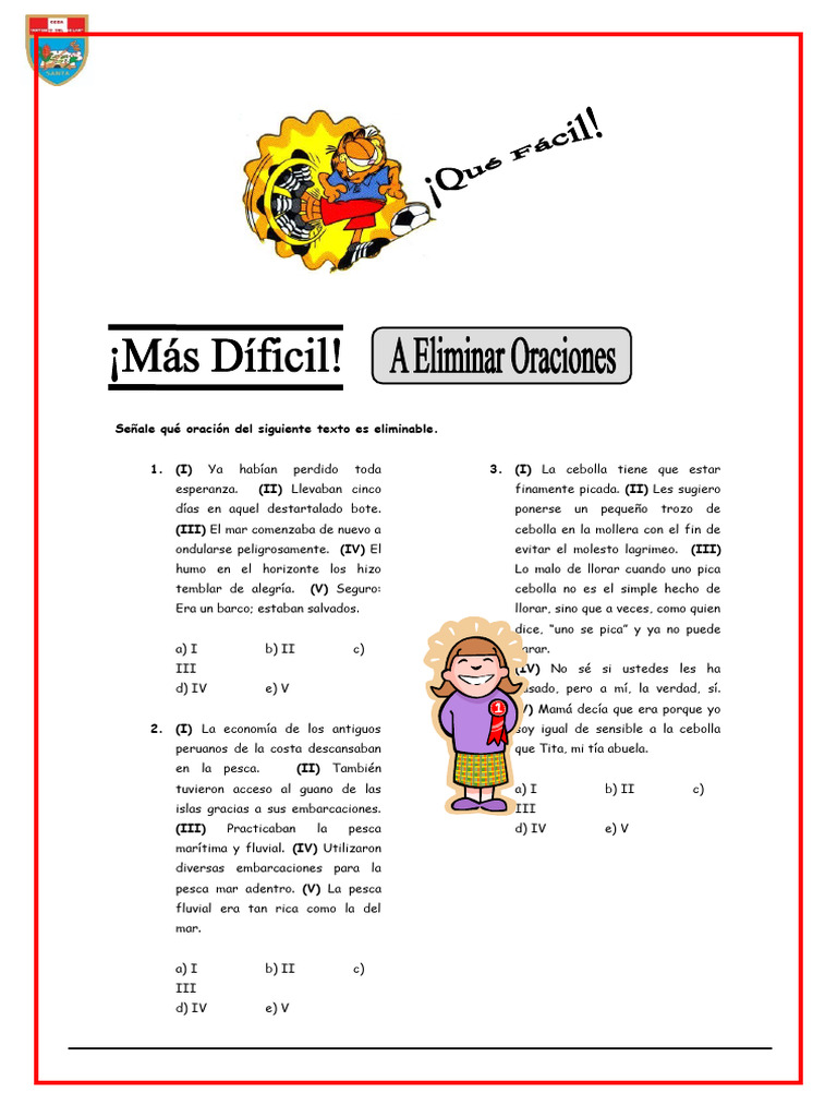 Ejercicios-de-Oraciones-Eliminadas | PDF
