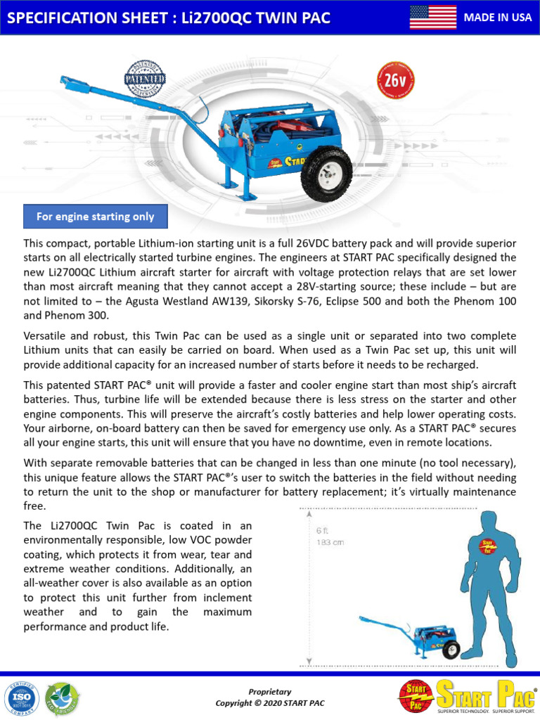 Li2700QC Twin Pac Aircraft Starter | PDF | Battery Charger ...