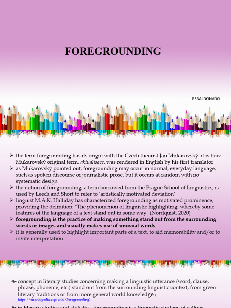 Foregrounding | PDF | Semantics | Linguistics