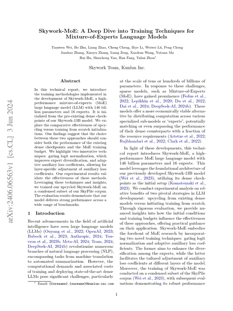 2024 - Skywork-MoE - Wei Et Al | PDF | Applied Mathematics | Artificial Intelligence