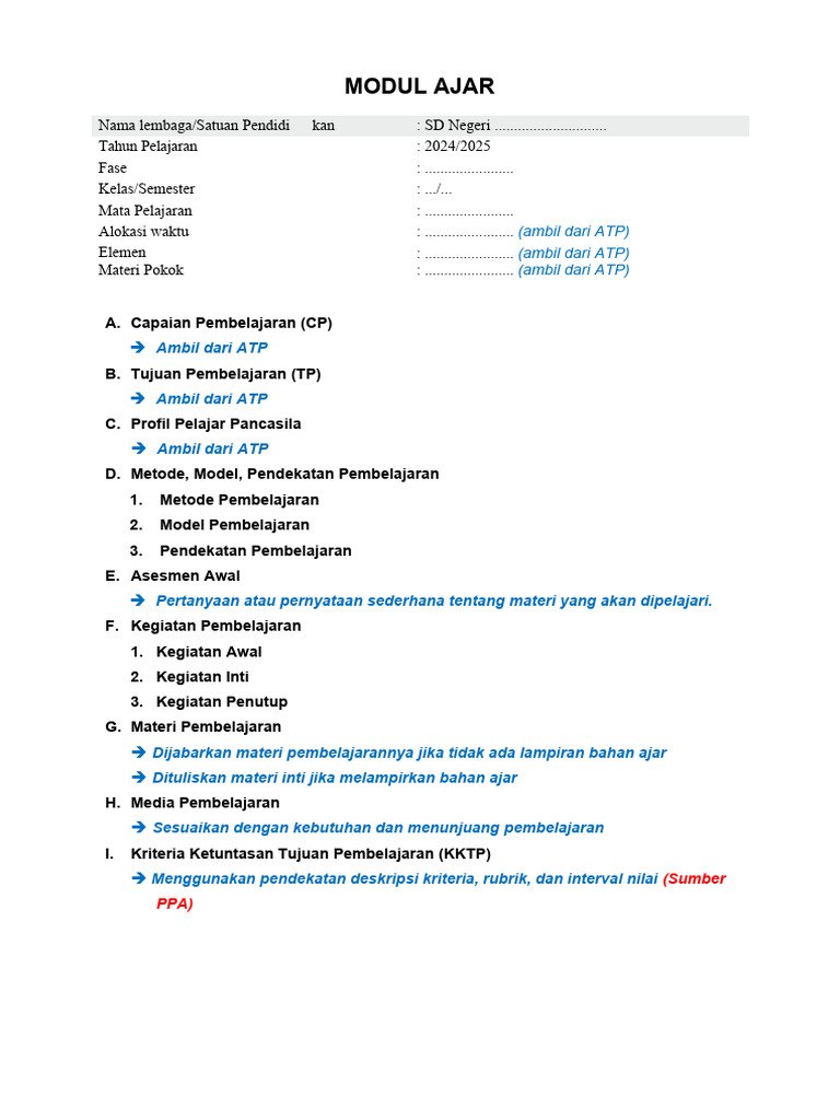 Format - Modul Ajar Lengkap | PDF | Karier & Perkembangan