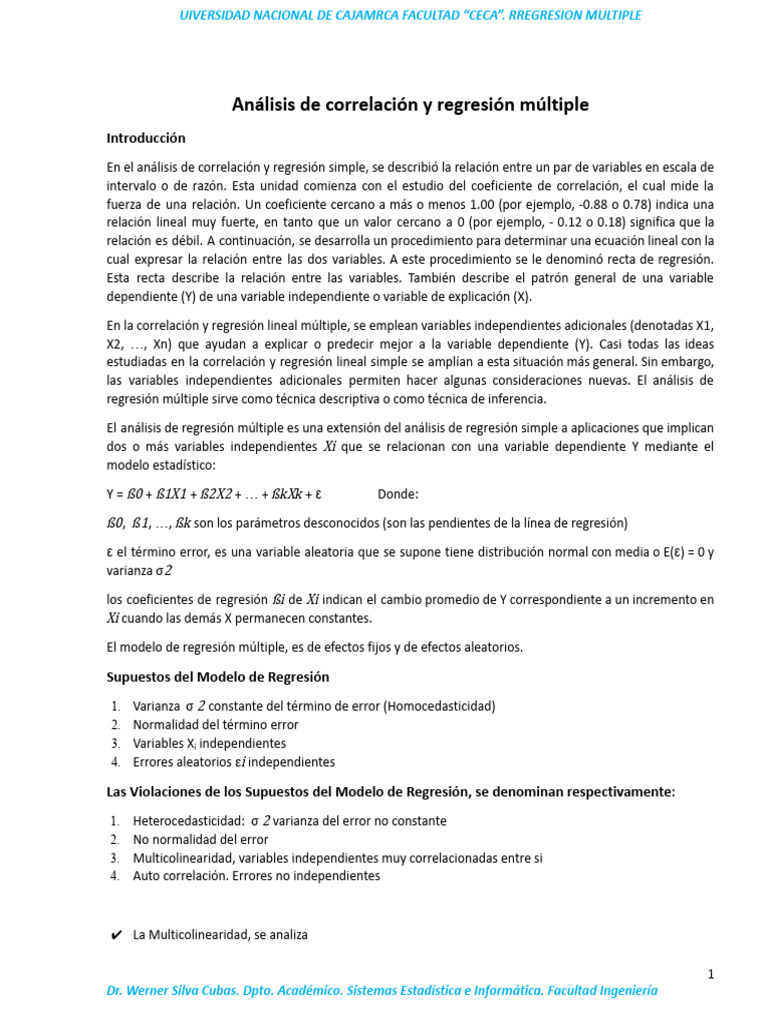 Regresión Multiple | PDF | Regresión lineal | Análisis de regresión