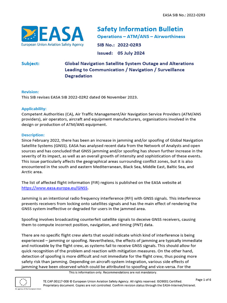 EASA_SIB_2022-02R3_1 | PDF | Air Traffic Control | Navigation