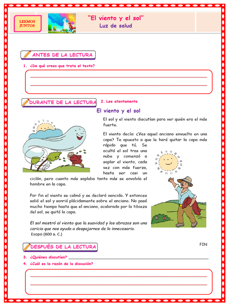 LEEMOS JUNTOS El Viento y El Sol | PDF