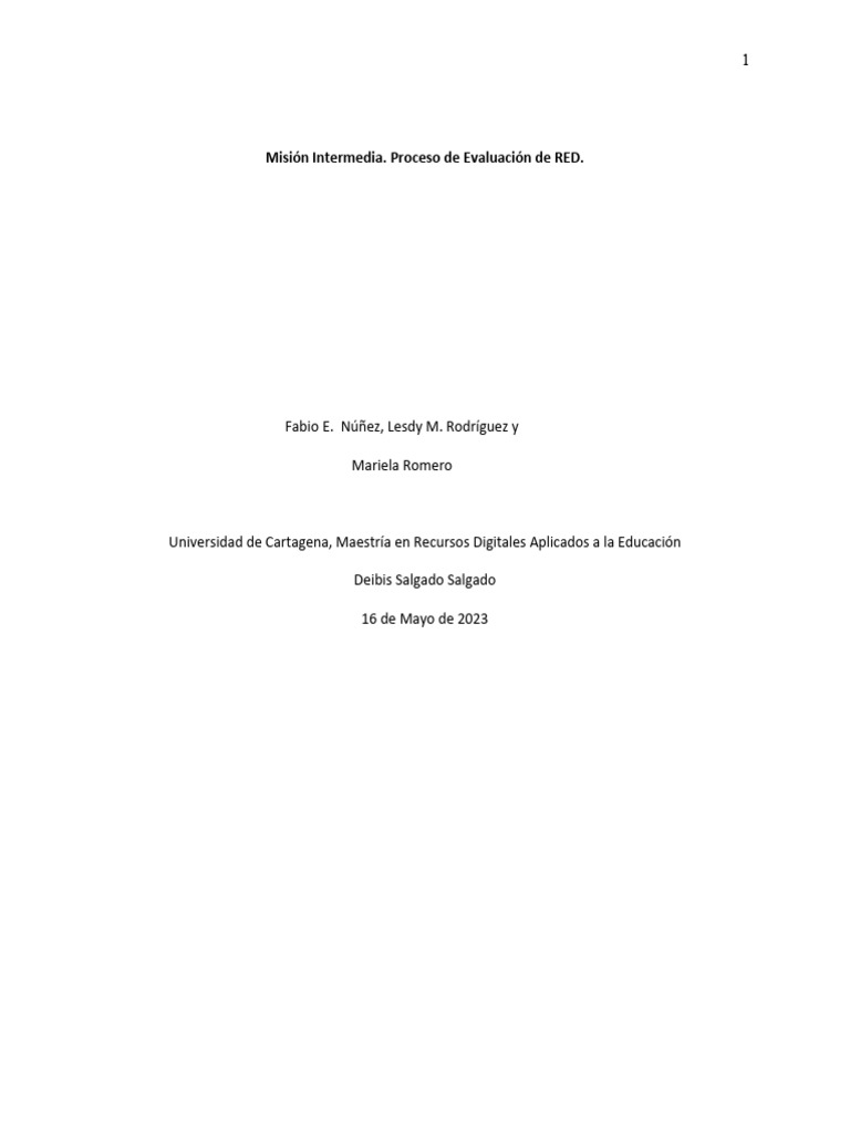 Misión Intermedia. Evalúo Mi RED. | PDF | Enseñando | Evaluación