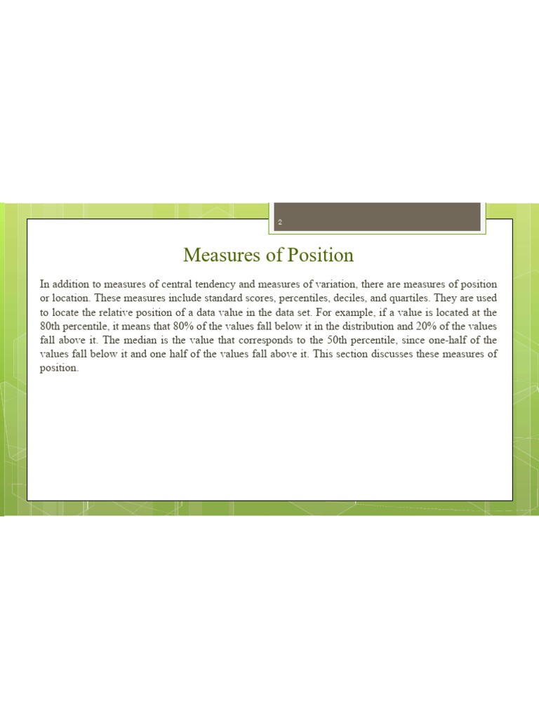 measure of position | Download Free PDF | Standard Score | Percentile