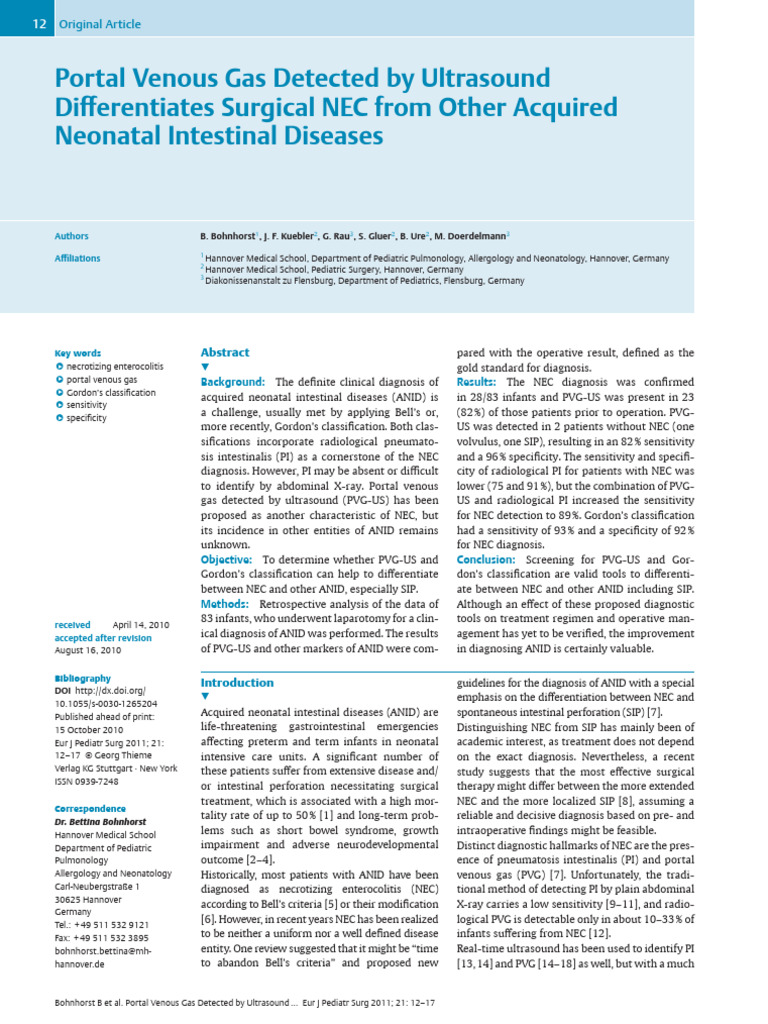 Ultrasound for NEC Diagnosis in Infants | PDF | Medical Diagnosis ...