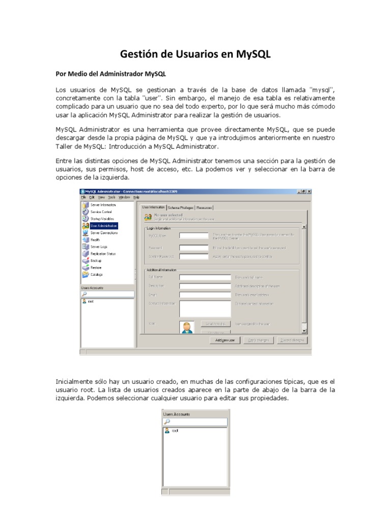 Creación de Usuarios en MySQL | PDF | Tabla (base de datos) | Contraseña