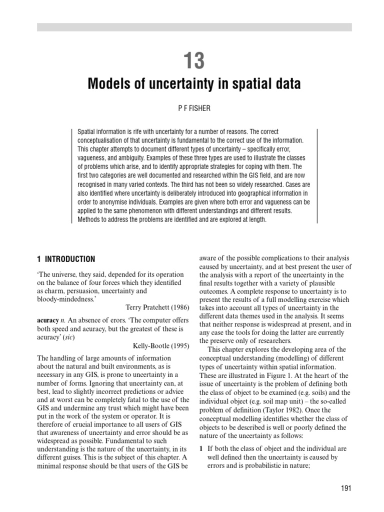 Models of Uncertainty in Spatial Data | PDF | Fuzzy Logic | Geographic Information System