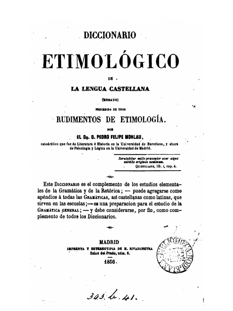 Diccionario Etimológico de la Lengua Española | PDF | Estudios de ...