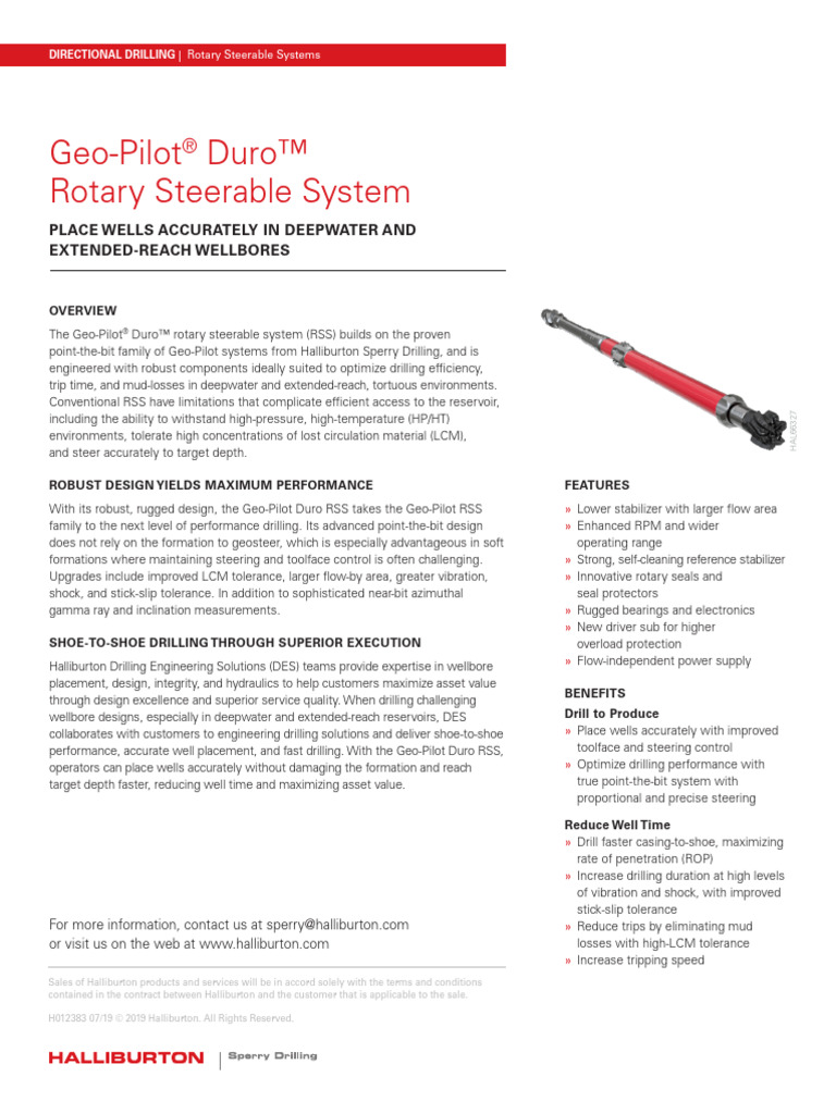 Geo Pilot Duro Datasheet | PDF | Oil Well