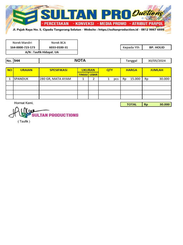 Nota - Spanduk Engkong | PDF