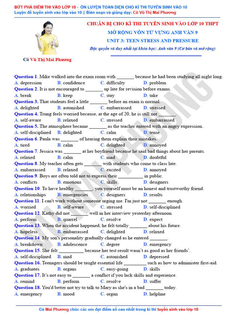 Unit 3_ TEEN STRESS AND PRESSURE | PDF