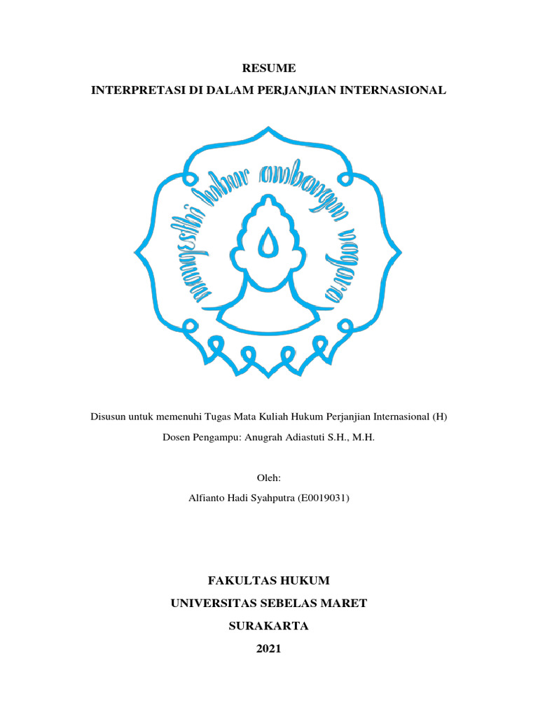 Alfianto Hadi S - E0019031 - Resume Interpretasi Perjanjian Internasional | PDF