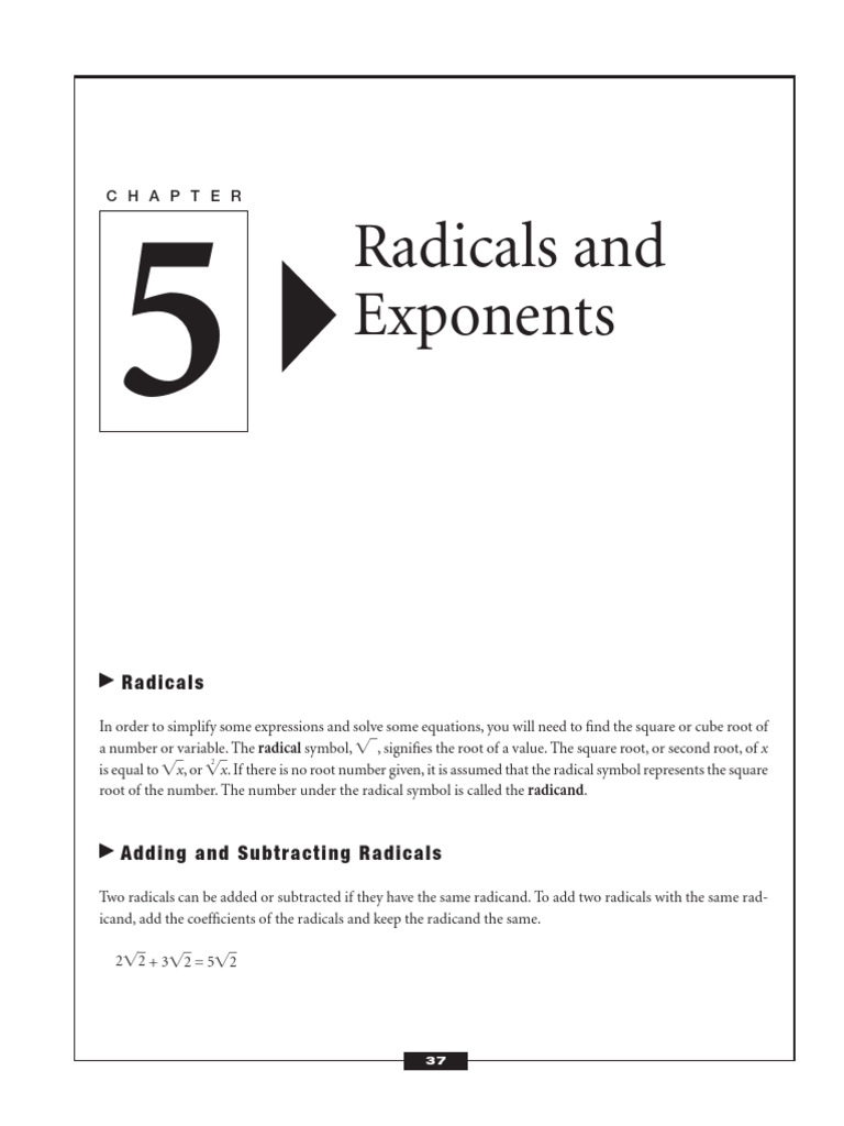 2011 SAT Radicals and Exponents | PDF | Equations | Numbers