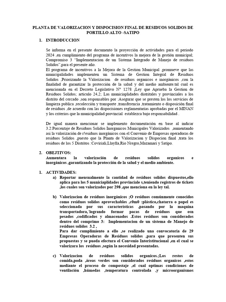 Planta De Valorizacion Y Dispocision Final De Residuos Solidos De Portillo Alto Descargar