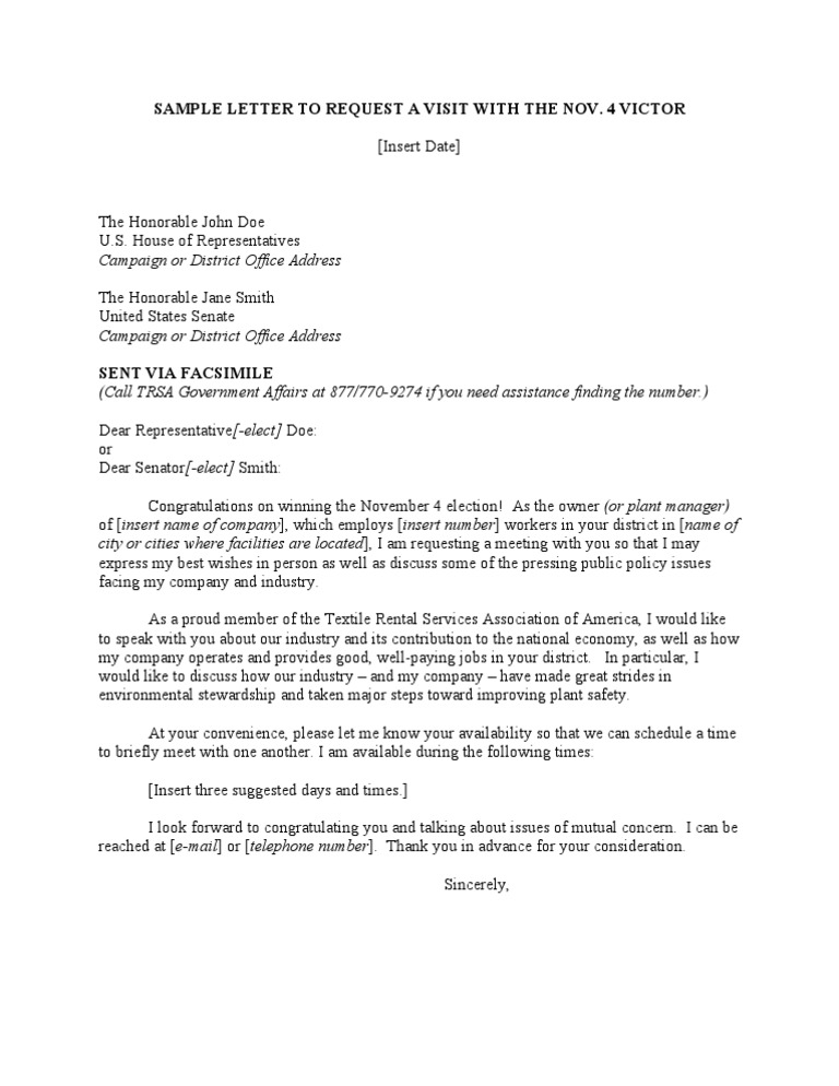 Sample Letter To Request A Visit | PDF