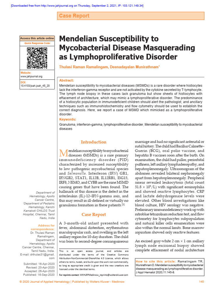 msmd | PDF | Lymphocyte | Lymphatic System