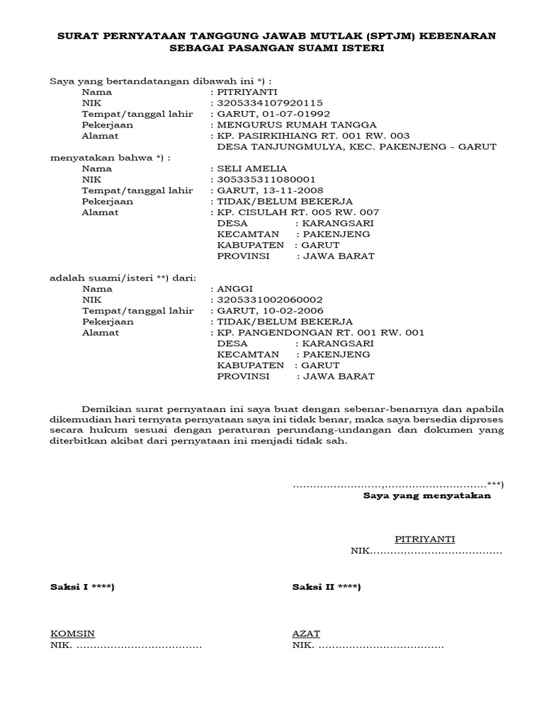 SPTJM Suami Istri | PDF