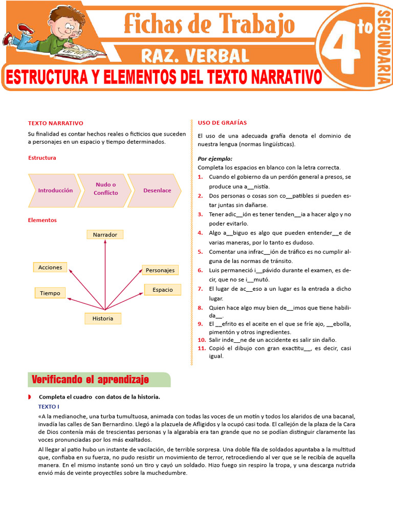 Estructura y Elementos Del Texto Narrativo para Cuarto Grado de ... Estructura y Elementos Del Texto Narrativo para Cuarto Grado de ...
