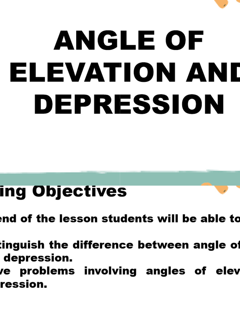 Angles of Elevation and Depression Guide | PDF | Elementary Geometry ...