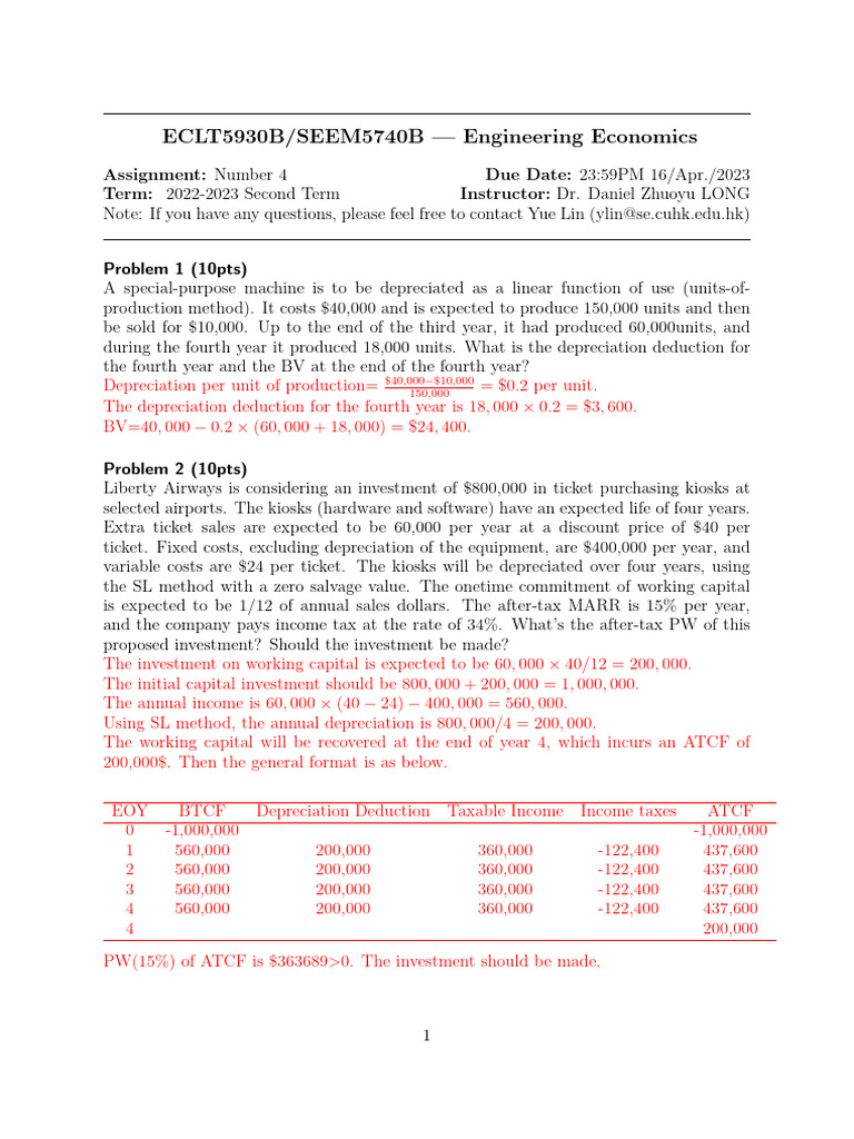 Assignment4 Solution | PDF | Depreciation | Tax Deduction