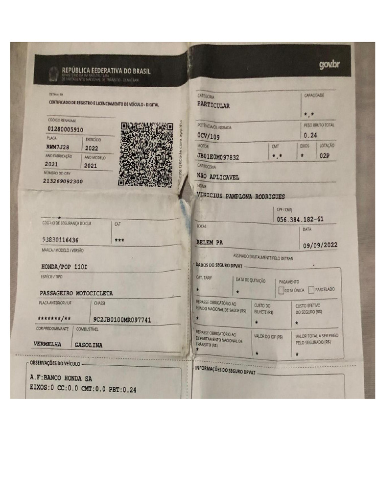 Documento Da Moto | PDF