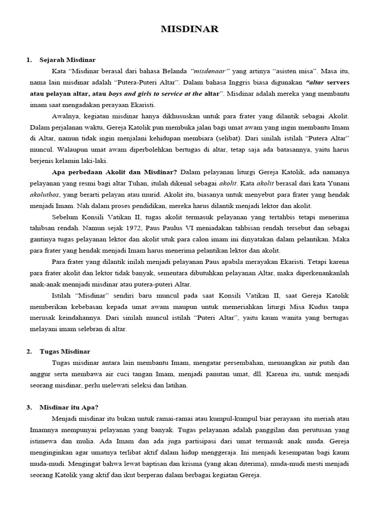 Materi Misdinar | PDF