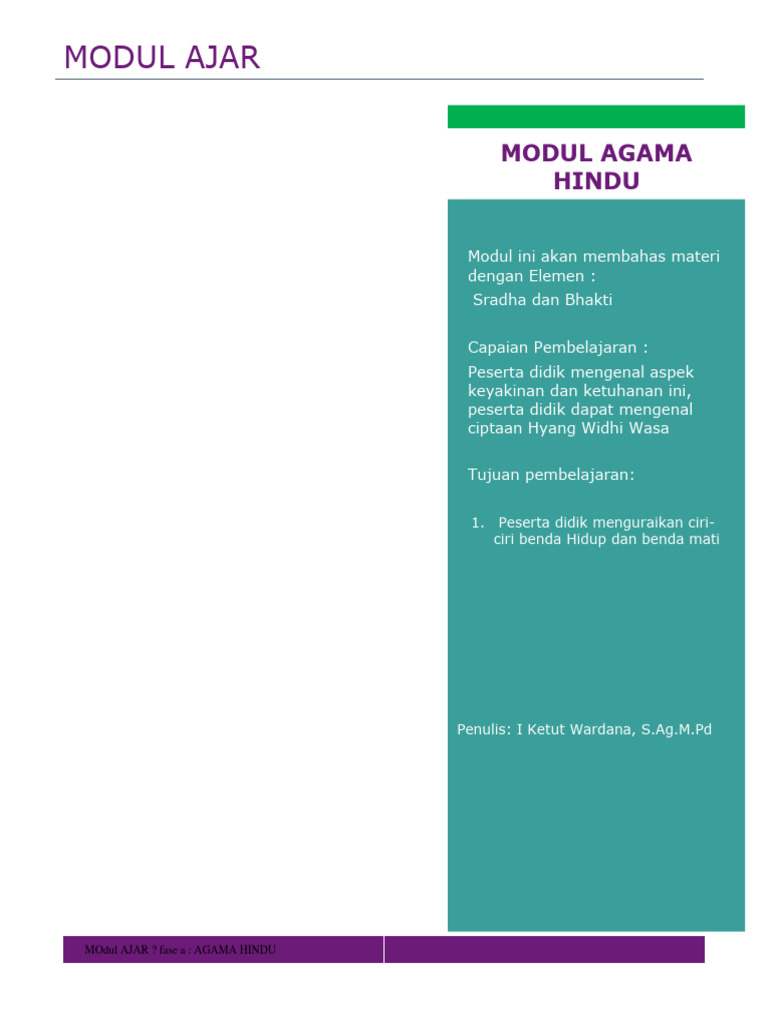 Modul Ajar Dedik - 3 Ciptaan Tuhan | PDF