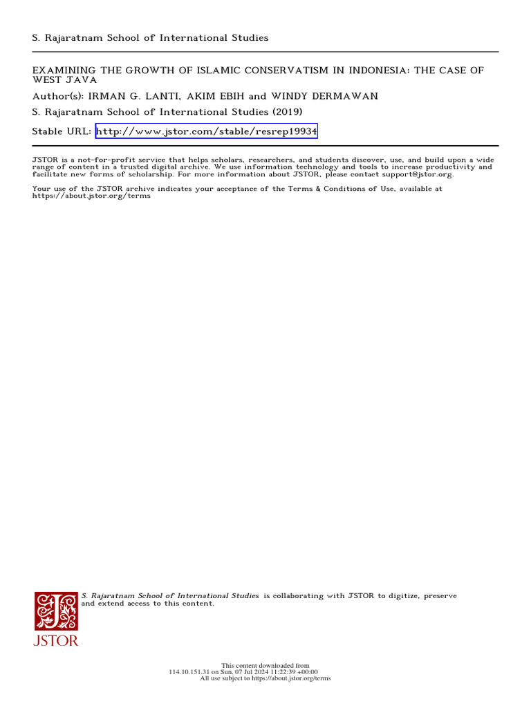 Islamic Conservatism in West Java, Indonesia | PDF | Java | Indonesia