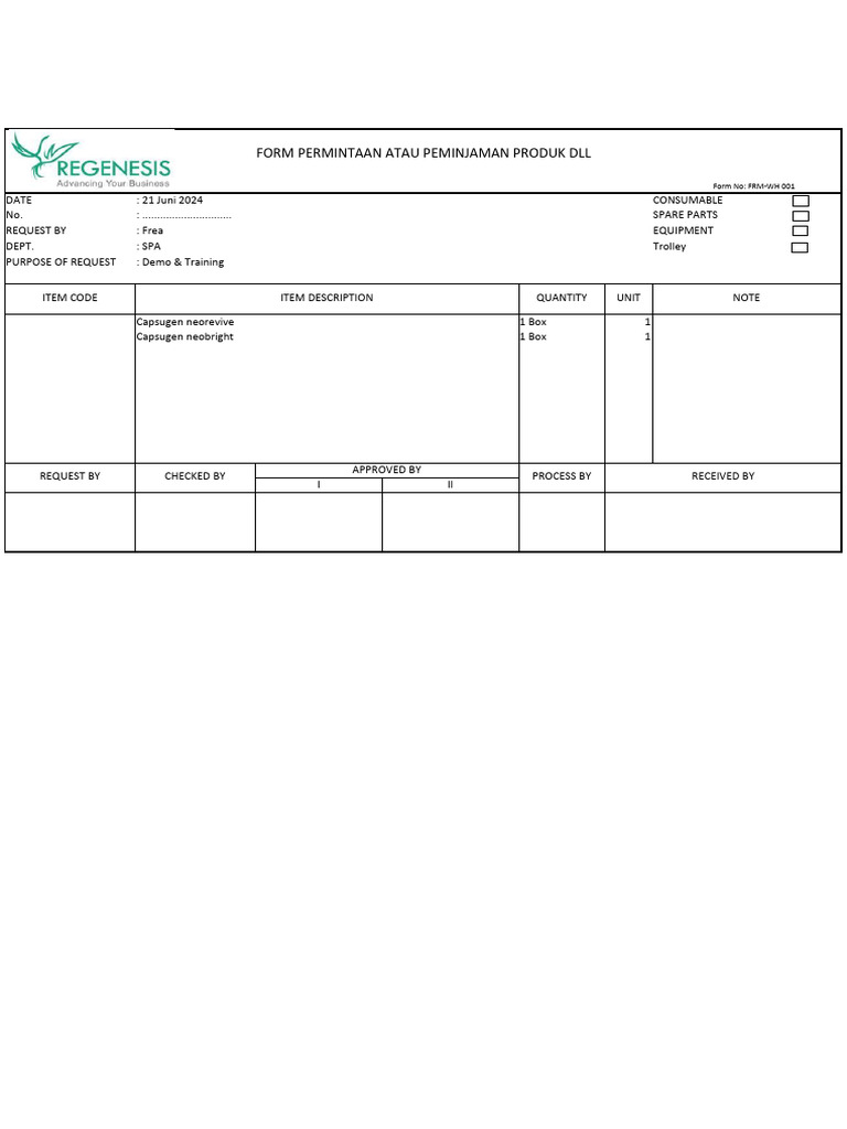 Form Permintaan Barang | PDF