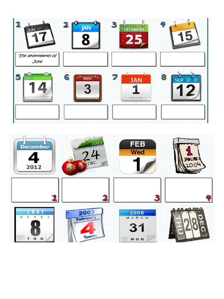 Calendar, Date & Month For Speaking Practice | PDF