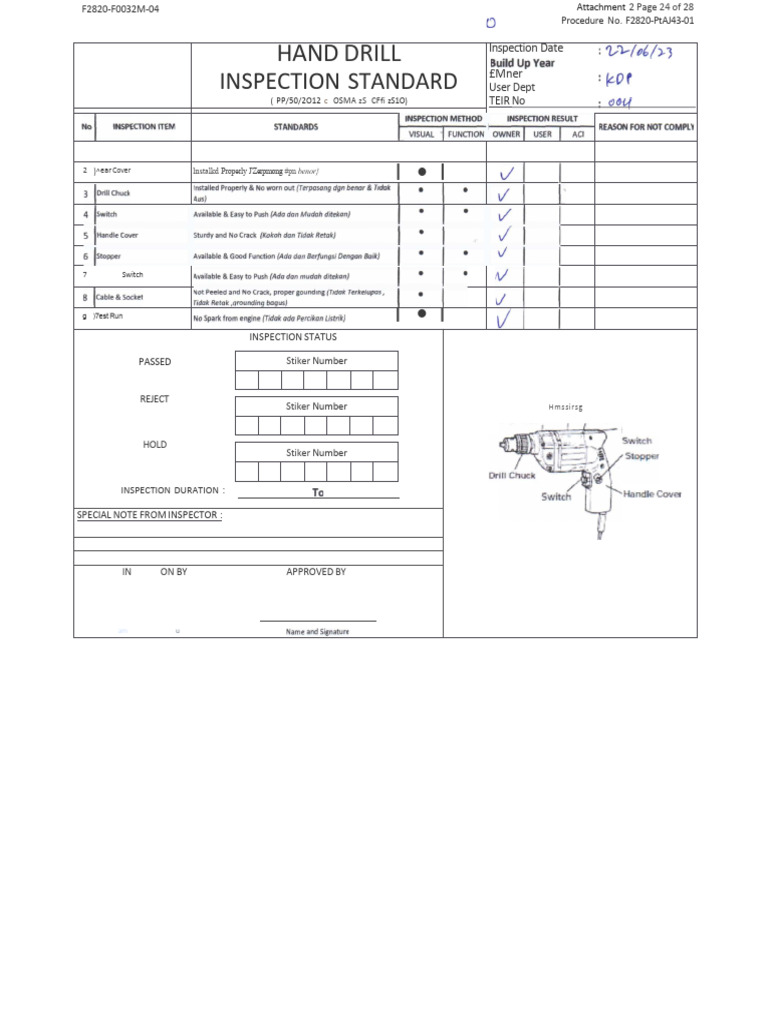Check List Bor | PDF