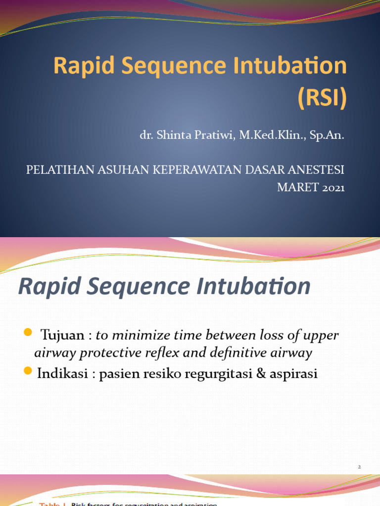 Rapid Sequence Intubation | PDF | Science & Mathematics