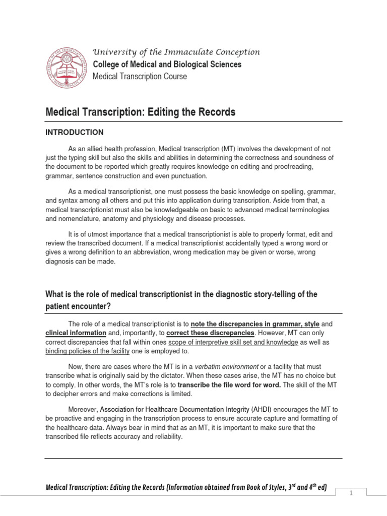 Medical Transcription - Editing The Records | PDF | Linguistics