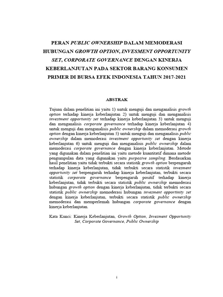 Contoh Tesis Dengan Variabel Moderasi | PDF
