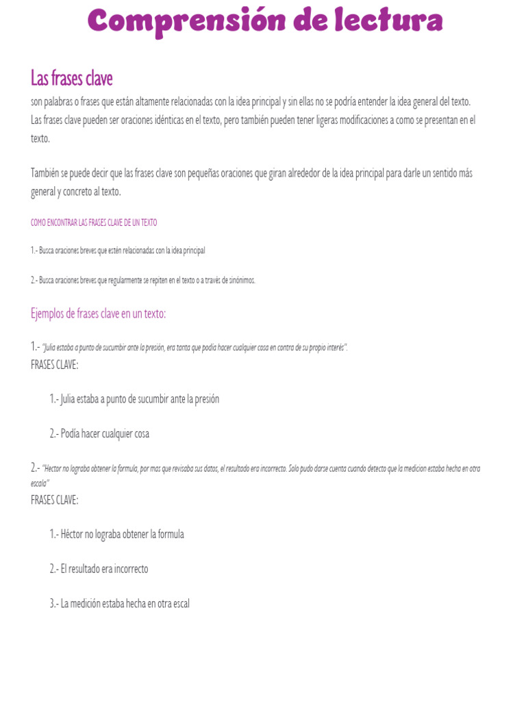Comprension Lectora Pdf Información Inferencia