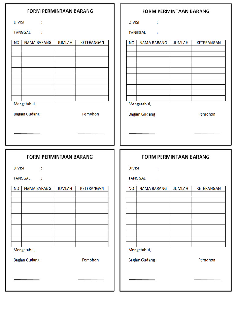 Form Permintaan Urgent | PDF