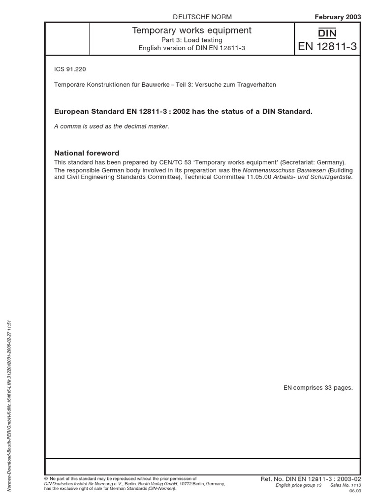 DIN - EN - 12811-3 - 0 - 3 Temporary Works Equipment - Load Testing | PDF