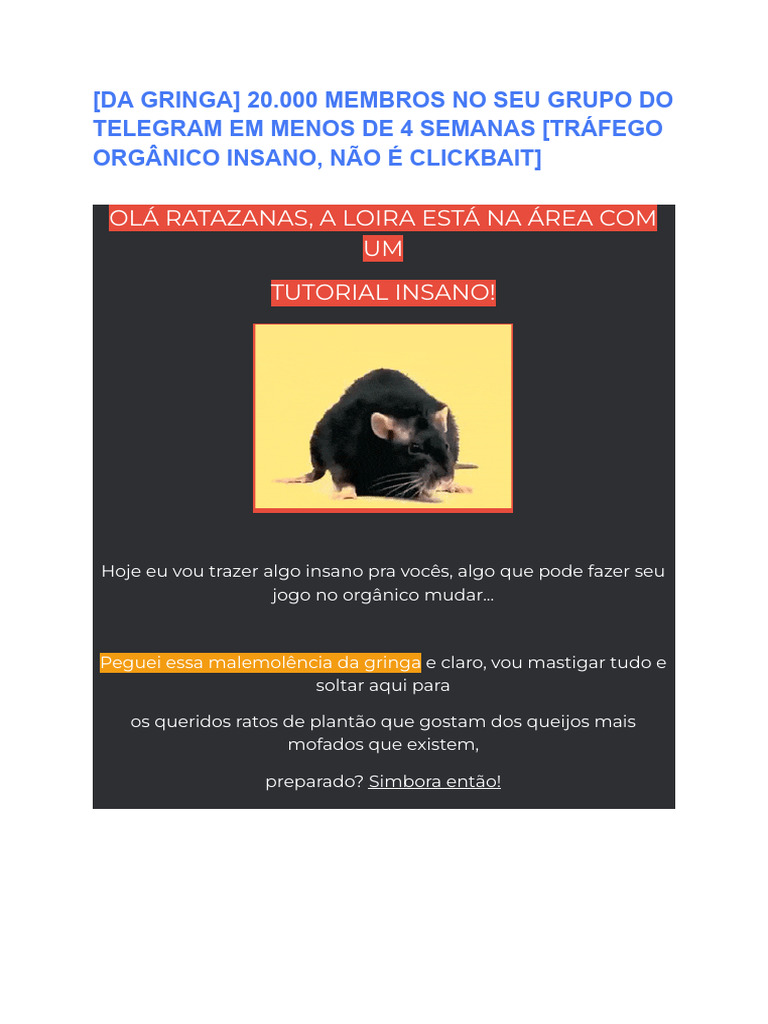 Da Gringa 20 000 Membros No Seu Grupo Do Telegram em Menos de 4 | PDF | Python (linguagem de ...