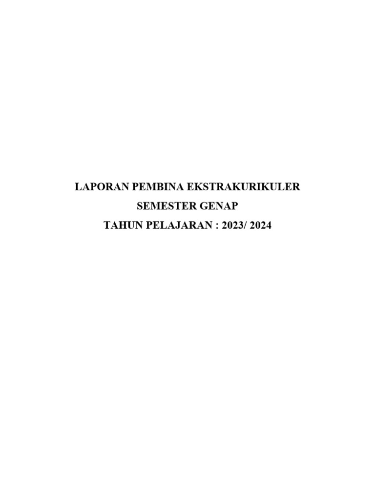 Laporan Ekstrakurikuler SD 2024 | PDF | Kesehatan Holistik