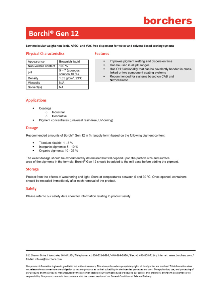 Borchi Gen 12 TDS LR4 | PDF | Pigment | Chemistry