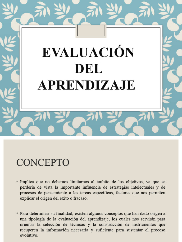 Evaluacion Del Aprendizaje | PDF | Evaluación | Conceptos psicologicos