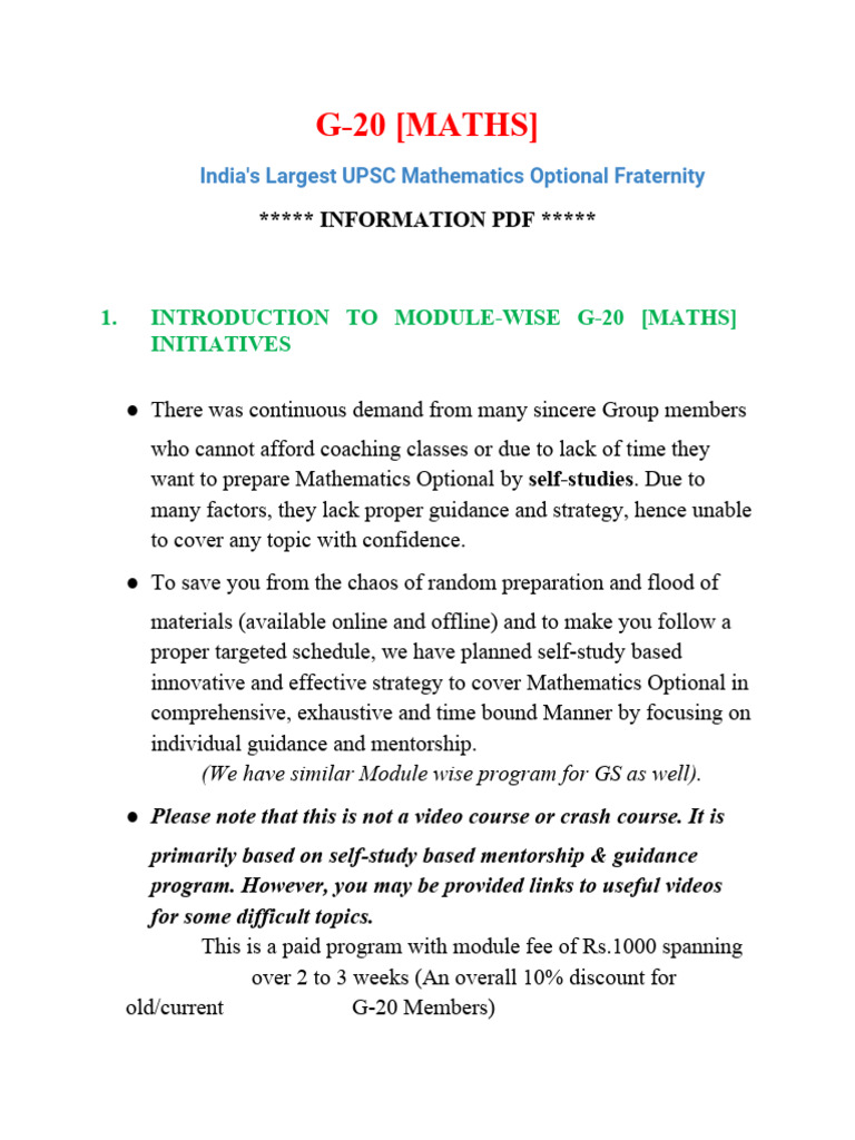 G-20 -MATHS- Modules Information | PDF | Mathematics