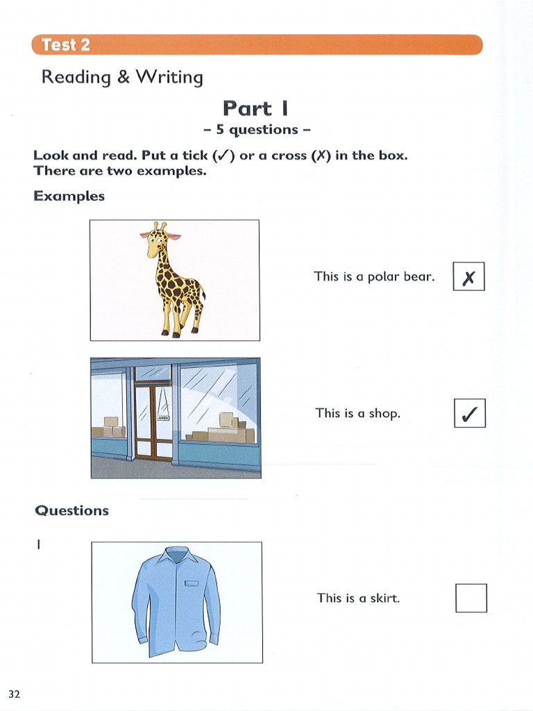 Starters Reading Writing #2 | PDF
