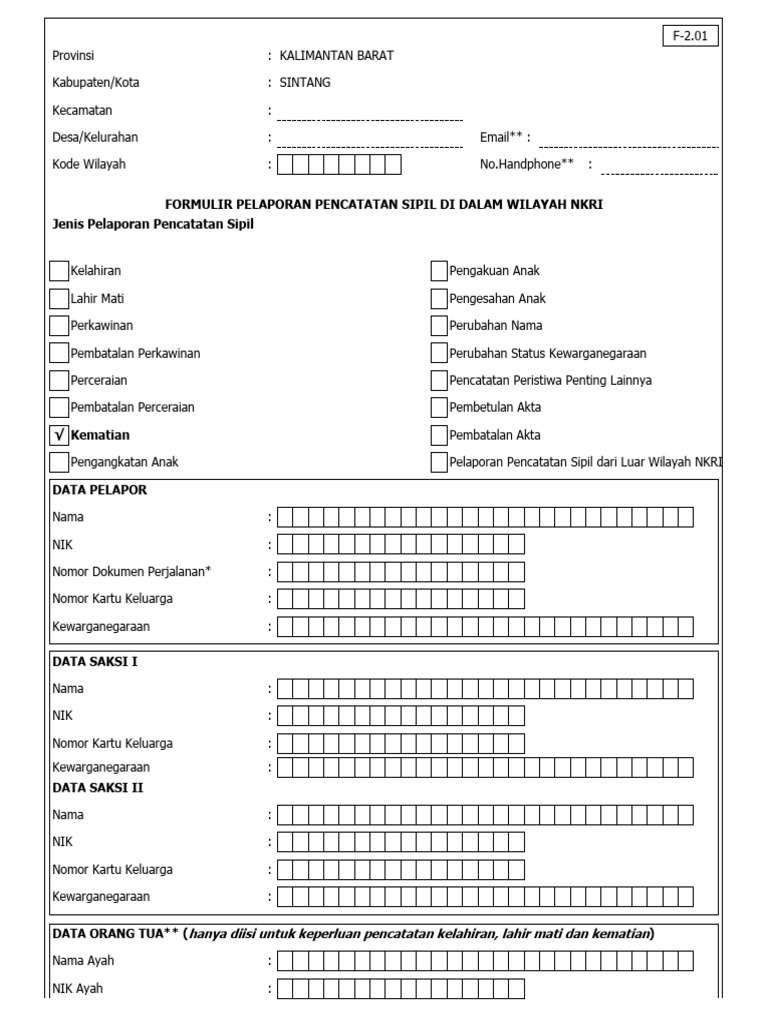 FORM KEMATIAN Excel | PDF | Politik | Hukum