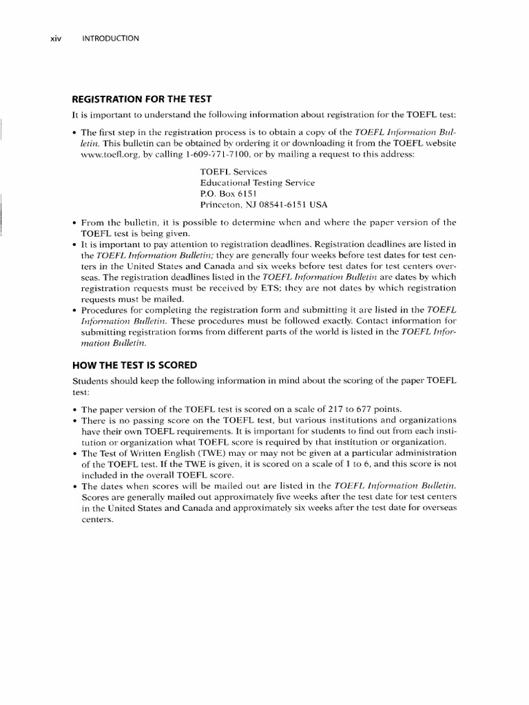 TOEFL Test Registration and Scoring Guide | PDF | Test Of English As A ...